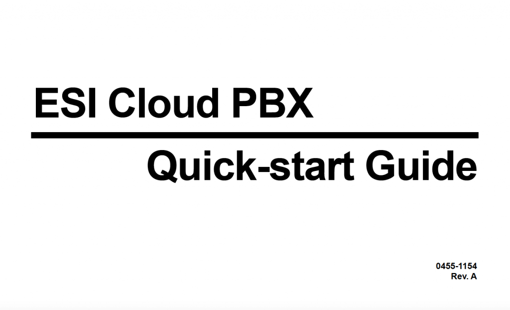 ESI Cloud PBX Quick Start Guide - Bestcom
